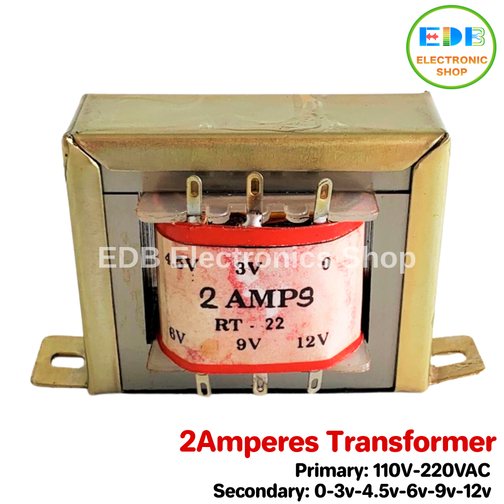 Transformer 2Amperes Primary 110V-220VAC Secondary 0-3v-4.5v-6v-9v-12v ...