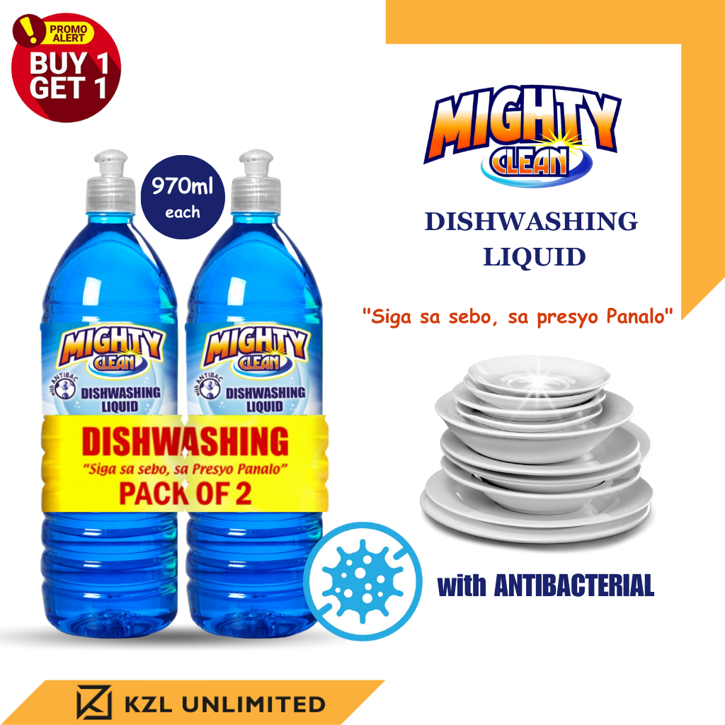 KZLU Buy1 Get1 Mighty Clean Dishwashing Liquid Calamansi Lemon Red Apple Antibacterial 970ml ...