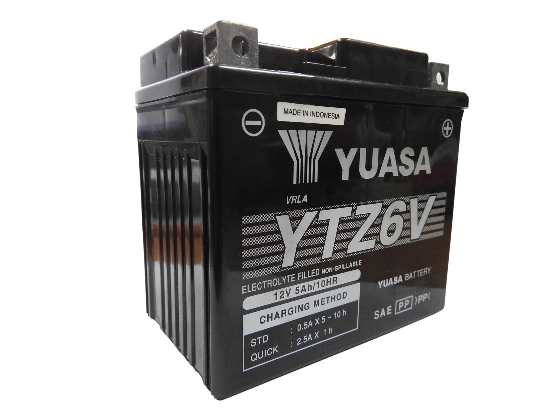 Yuasa YTZ6V Maintenance Free (Fully Sealed) Motorcycle Battery ...