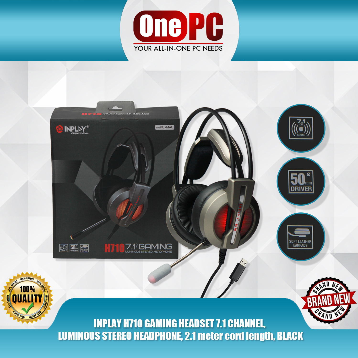 INPLAY H710 GAMING HEADSET 7.1 CHANNEL, LUMINOUS STEREO HEADPHONE, 2.1 ...