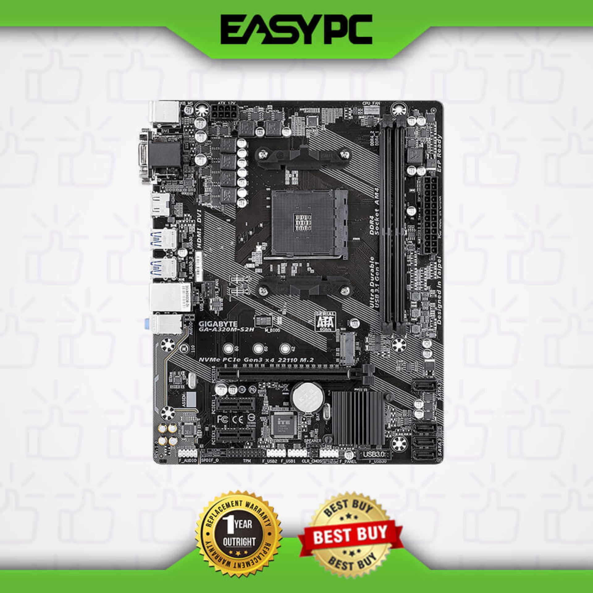 EasyPC | Gigabyte a320m s2h Motherboard Socket Am4 Pcie Ddr4 ...