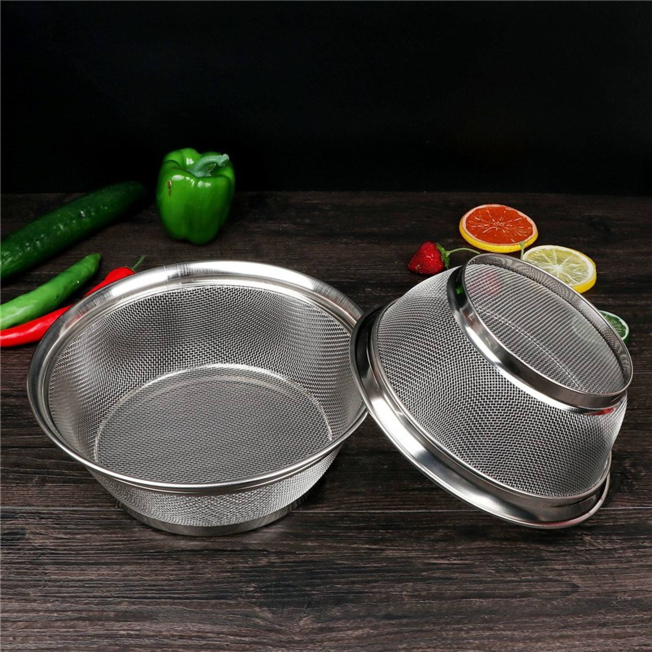 Taller Brim Basket Strainer Stainless Steel 28cm | 28CM Stainless Steel ...