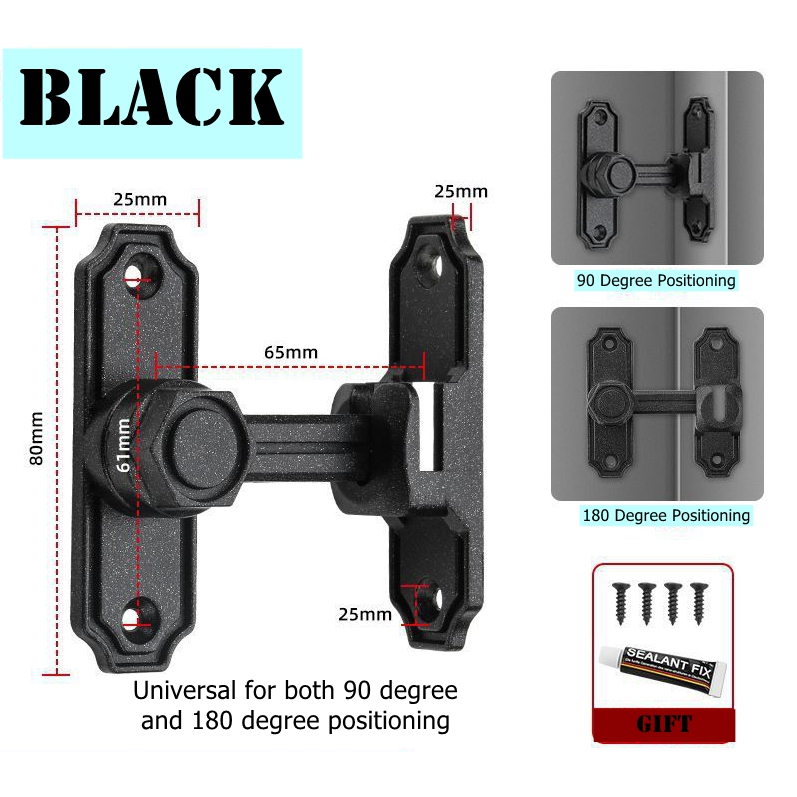 Door Handle Free Punch Door Latch 90°/180° Push-Pull Sliding Door Bolt ...