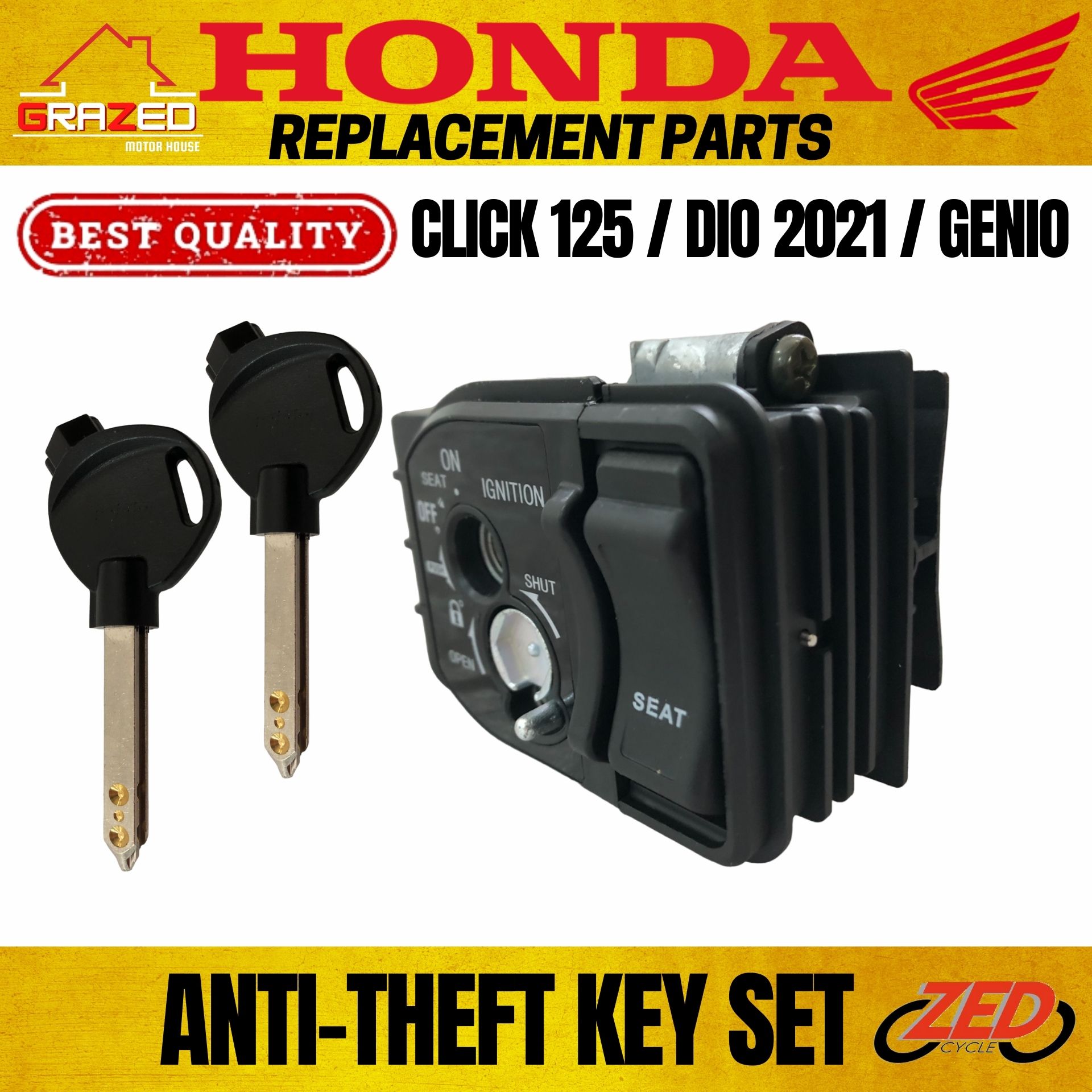ANTI-THEFT KEY SET for Honda Dio 2021, Click 125, Genio (Replacement ...