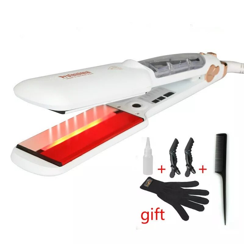 2022 Ceramic 3D Plate Vapor Flat Iron Professional Infrared Steam Hair ...
