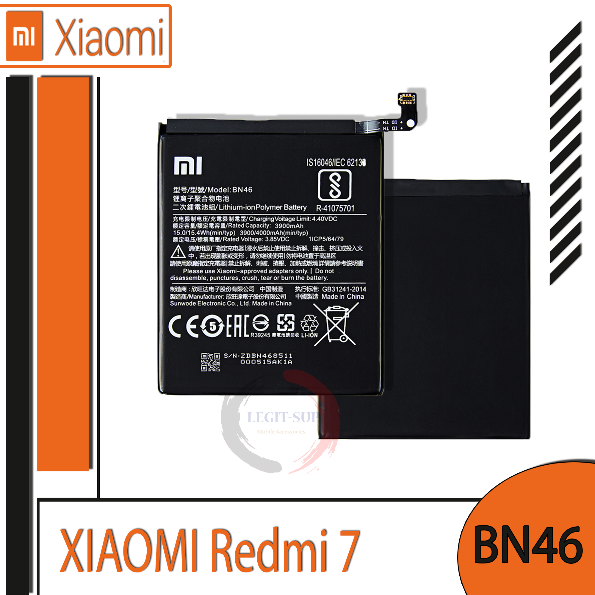 XIAOMI Redmi 7 Battery, Model: BN46 (4000mAh) Original Equipment ...