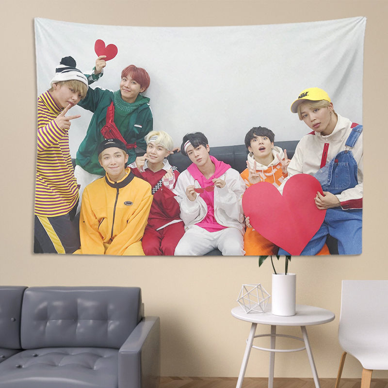 BTS Combination Tapestry Popular Idol Group Wall Decor Hanging Ins ...