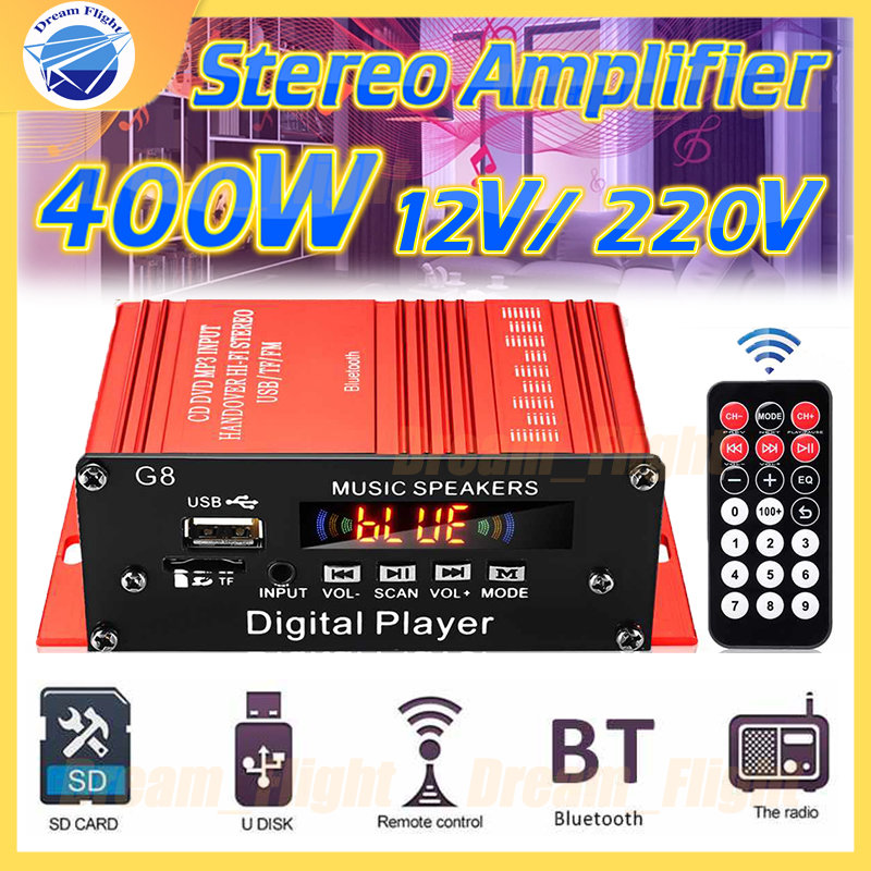 🇵🇭 400W 2CH Car Audio Power Amplifier 12V/220V Mini Digital Bluetooth ...