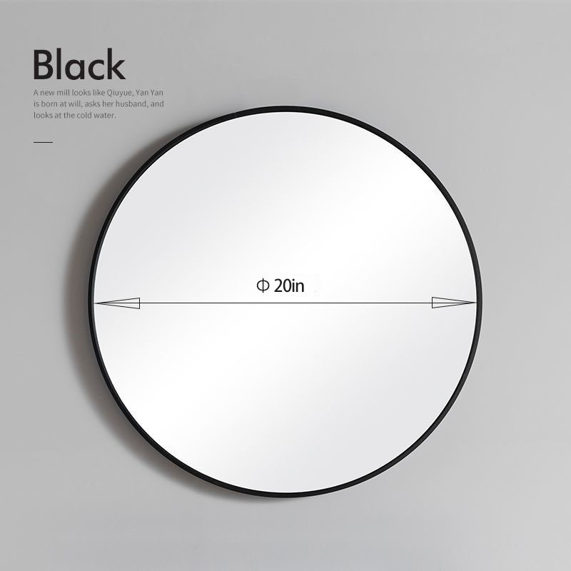 Round Mirror, Black Circle Wall Mirror with Floating Shelf 60CM Matte ...