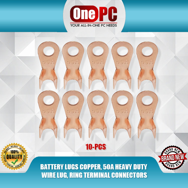 BATTERY LUGS COPPER, 50A HEAVY DUTY WIRE LUG, RING TERMINAL CONNECTORS ...