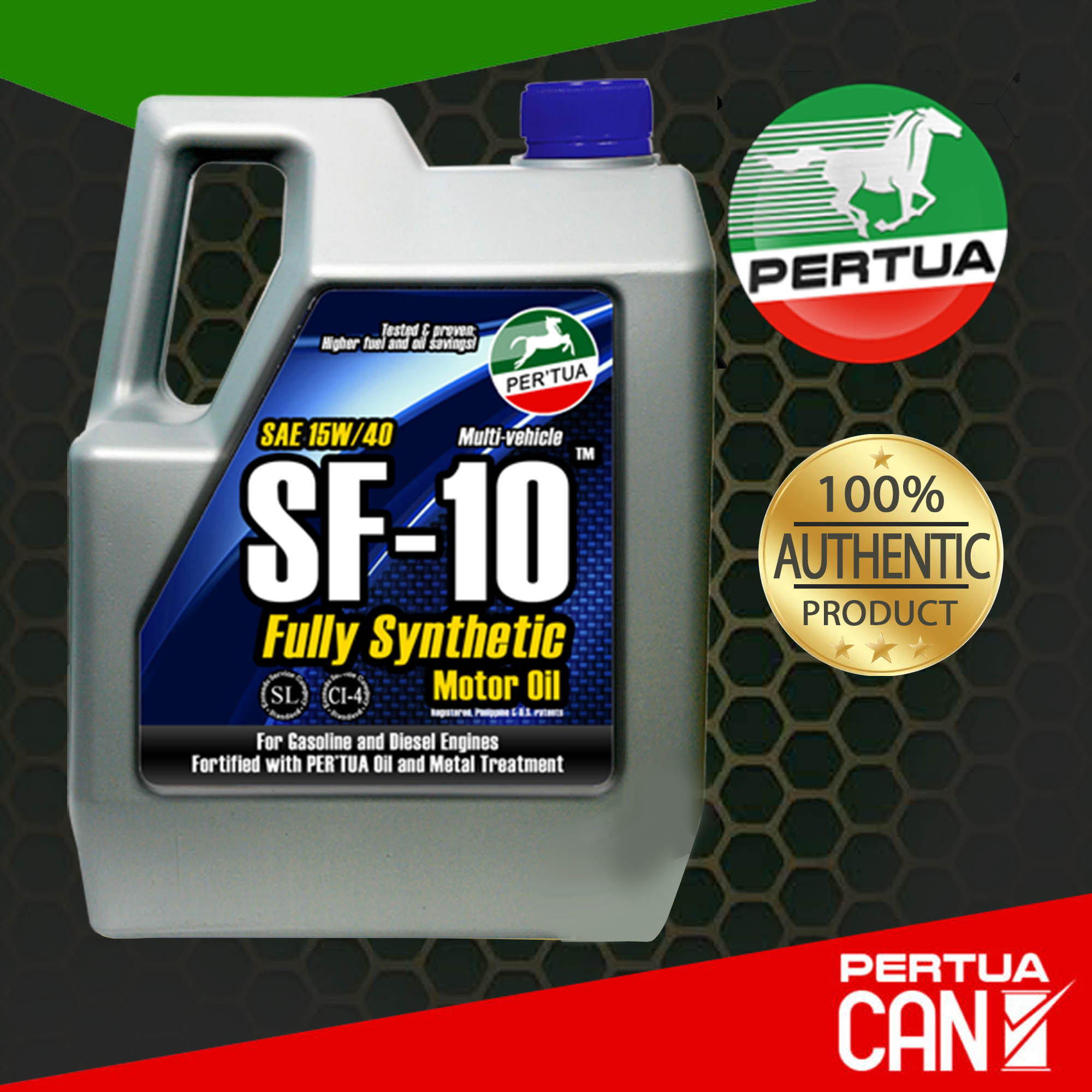 PERTUA SF-10 Fully Synthetic Engine Oil 4L ( for gas / diesel engines ...