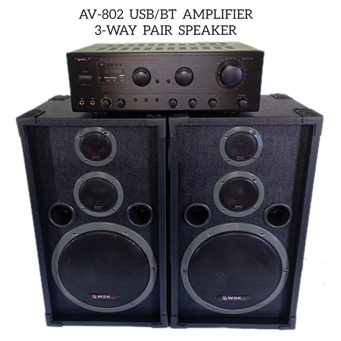 Set AV-802 USB/BT Amplifier & 15" 3-Way Pair Speaker 1535 | Lazada PH