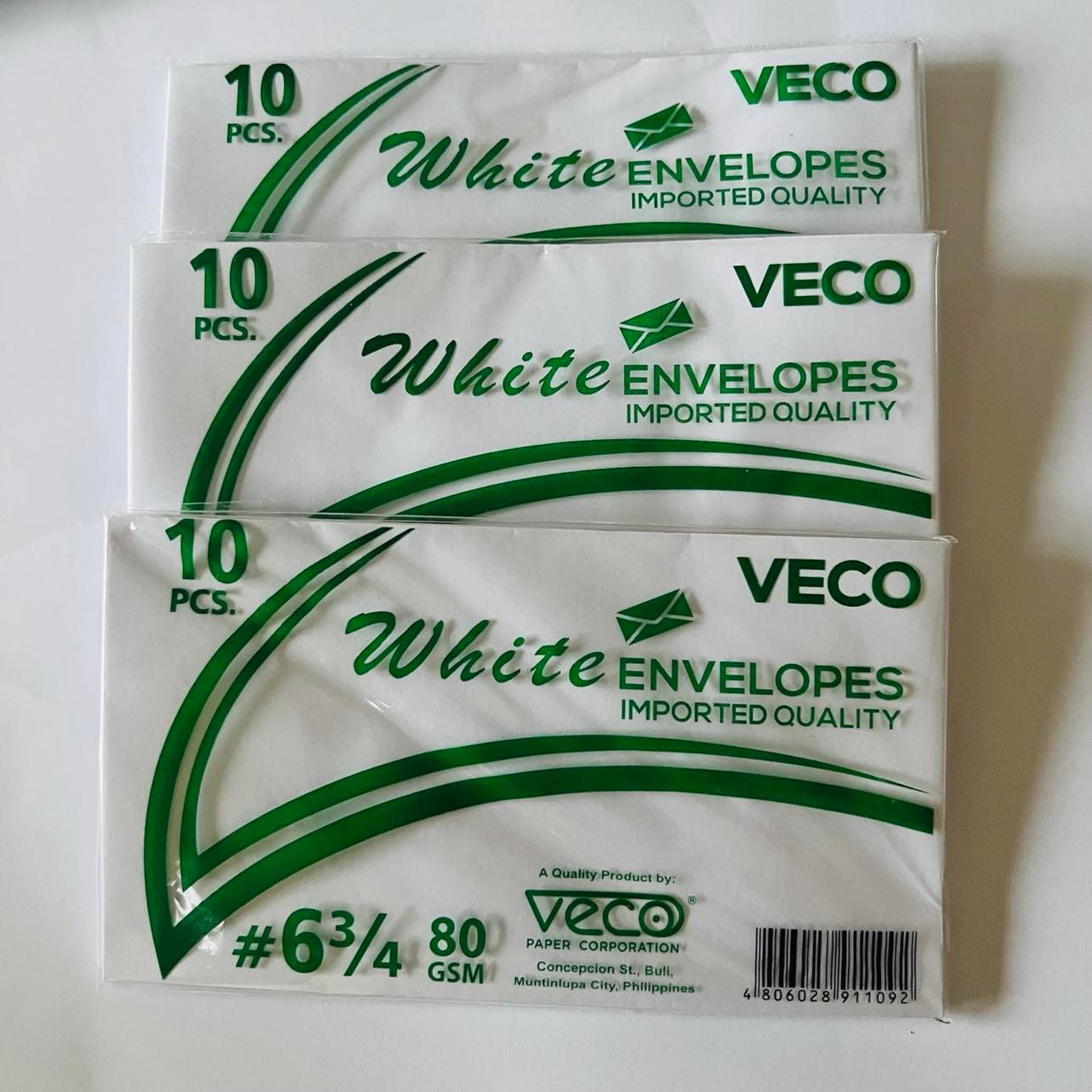 VECO White Mail Envelopes IMPORTED QUALITY 80gsm White 10pcs/pack(SOLD ...