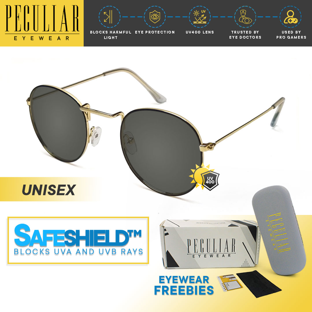 Peculiar Eyewear Louise BlackGold Round Metal Frame Sunglasses Shades ...