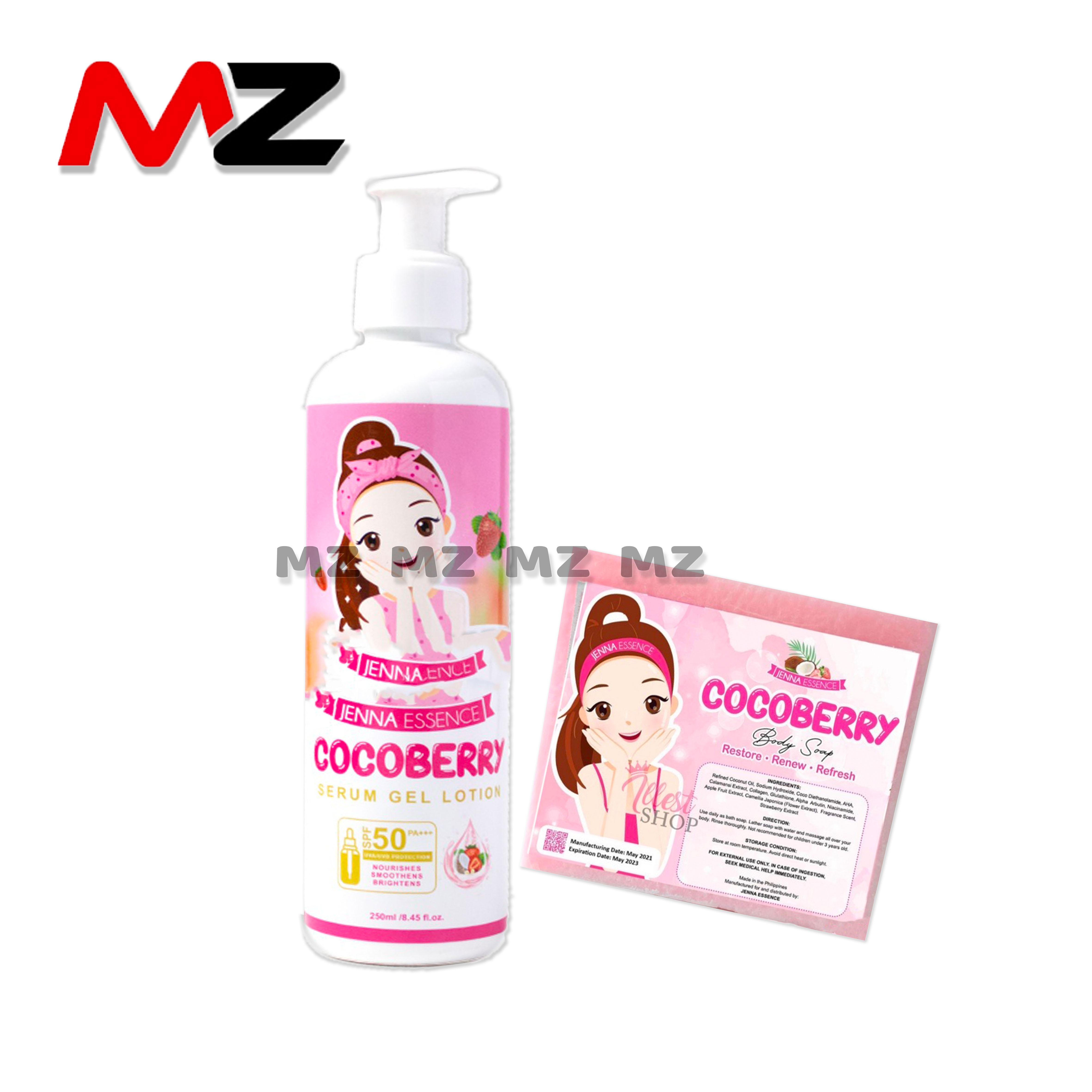( 2 IN 1 ) Jenna Essence Cocoberry Serum Gel Lotion SPF50 PA UVA UVB ...