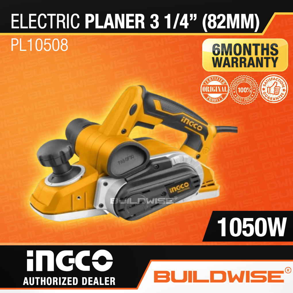 Ingco Electric Planer 3 1/4 Inches (82 mm) 1050 Watts PL10508「BUILDWISE ...