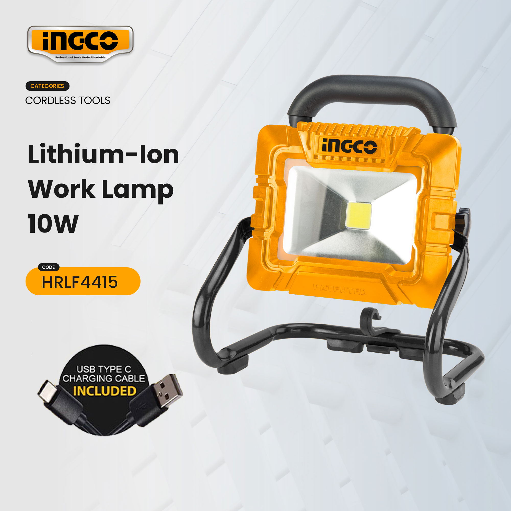 Ingco Lithium-Ion Wireless Cordless LED 10W Work Lamp HRLF4415 IPT ...