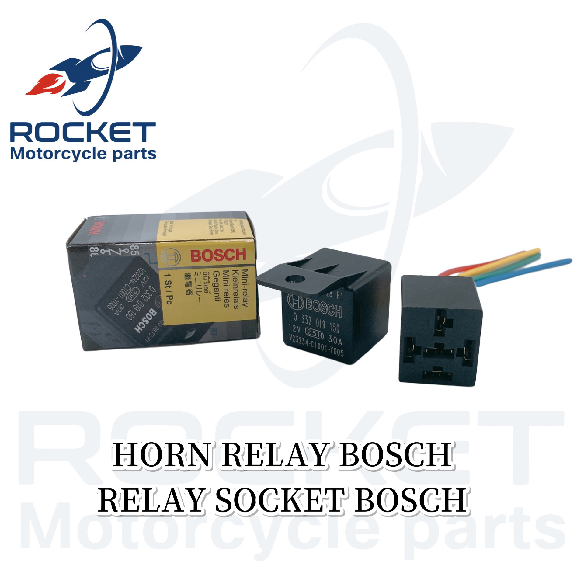 Bosch Relay 12v 30a 5pin with Socket Heavy Duty Horn Mini Driving Light ...