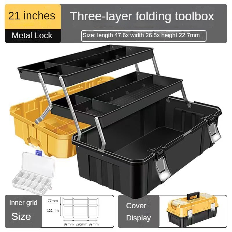 AIRAJ 13‘’-20‘’ Heavy Duty Tool Box Double Layer Plastic Tool Storage Box Tool Box Organizer ...