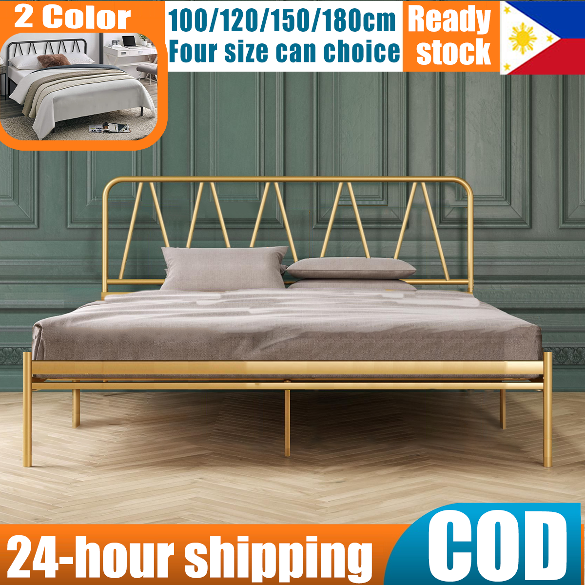 Bed Frame Metal Sturdy King Queen Size Stainless Steel bed High load ...