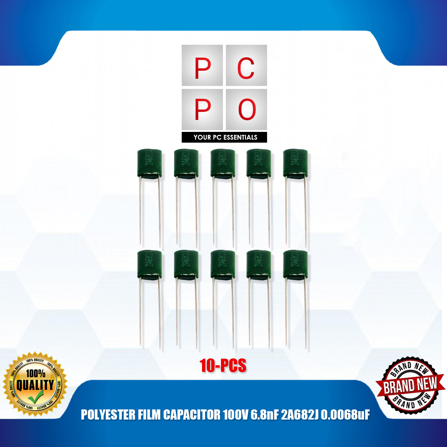 POLYESTER FILM CAPACITOR 100V 6.8nF 2A682J 0.0068uF | Lazada PH
