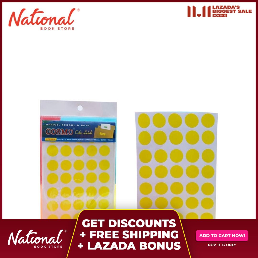 Cosmo Label Sticker Cfl17 17Mm Round Flourescent, Yellow | Lazada PH