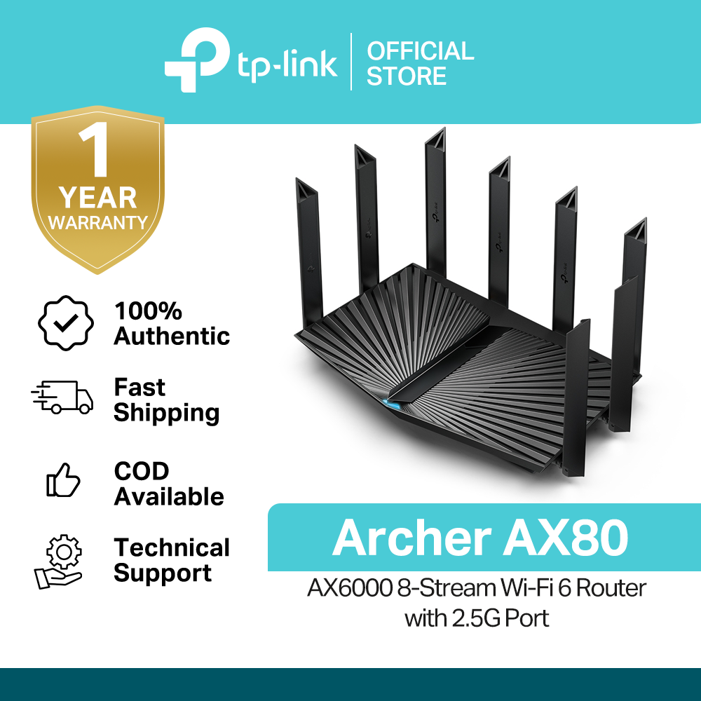 TP-Link Archer AX80 AX6000 8-Stream Wi-Fi 6 Router with 2.5G Port | Dual Band | WiFi Router ...