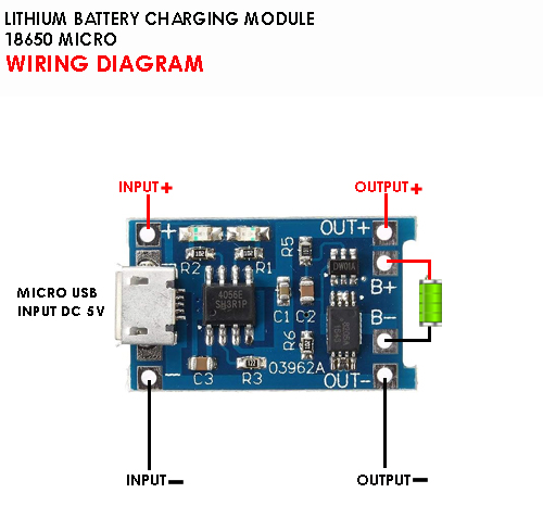 DIY ELECTRONICS LITHIUM BATTERY CHARGING MODULE TP4056 1A with WIRE ...