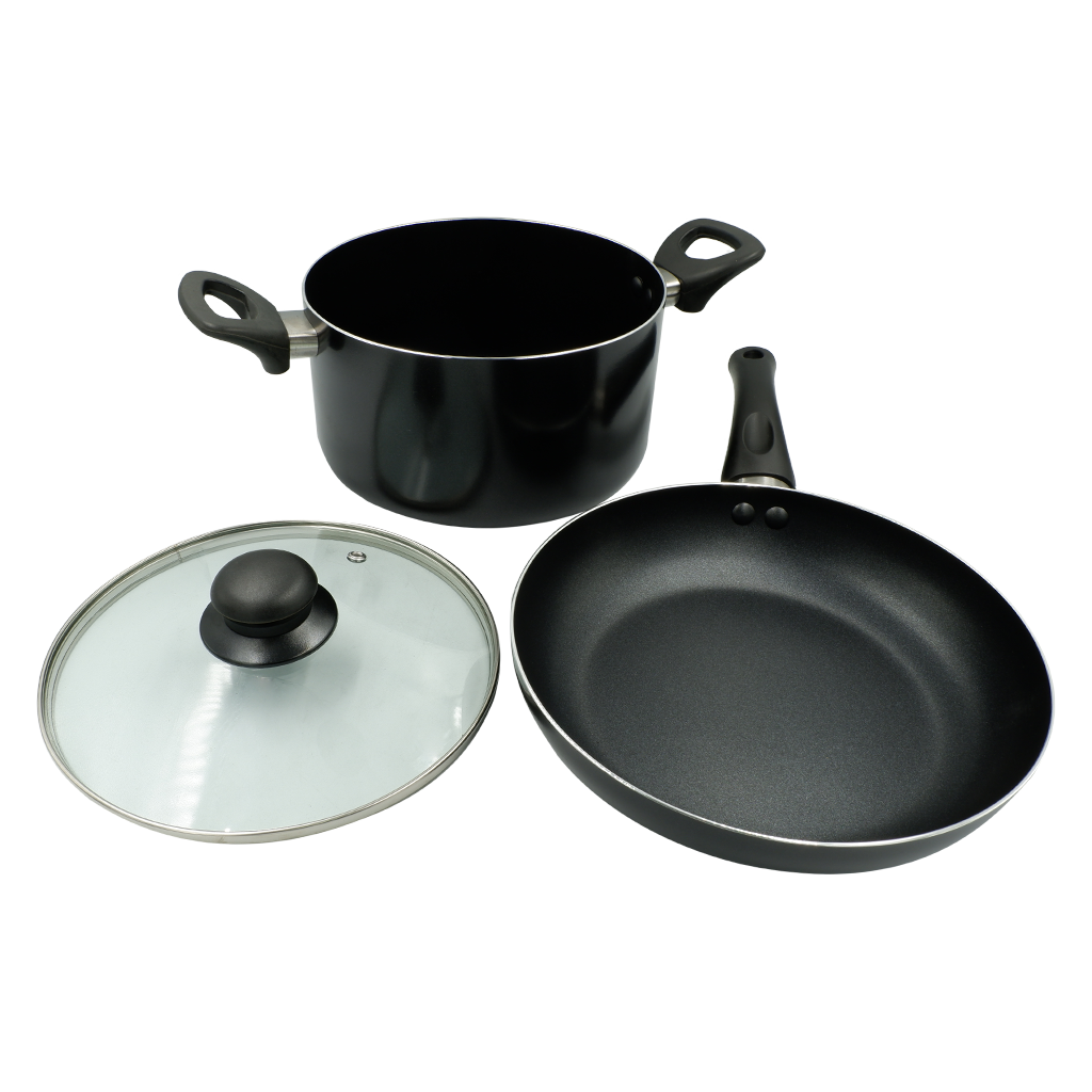 METRO COOKWARES 3PCS NON-STICK COOKWARE SET MC NSPTF 1877 | Lazada PH