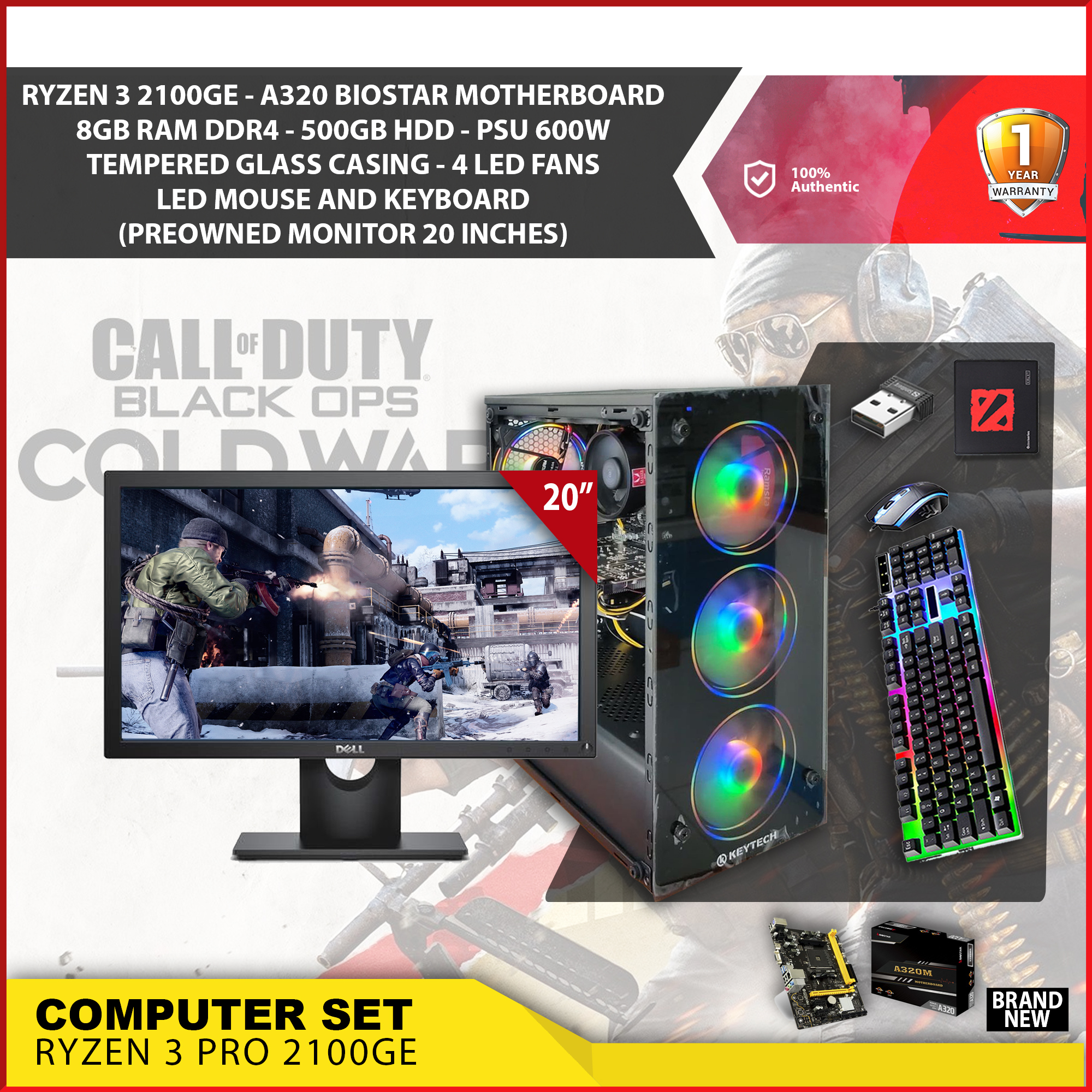 Gaming Computer set package, Brand new ryzen 3 2100GE , A320 biostar ...