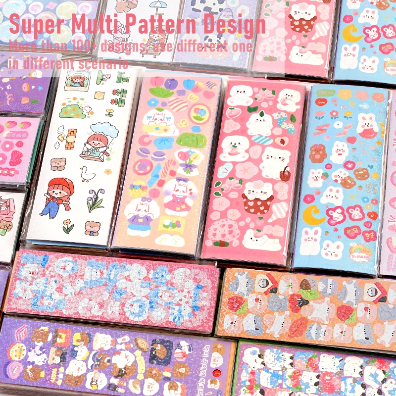 100 Sheets Sanrio Stickers Goo Card Sticker Girl Kids Non-Repeating DIY ...