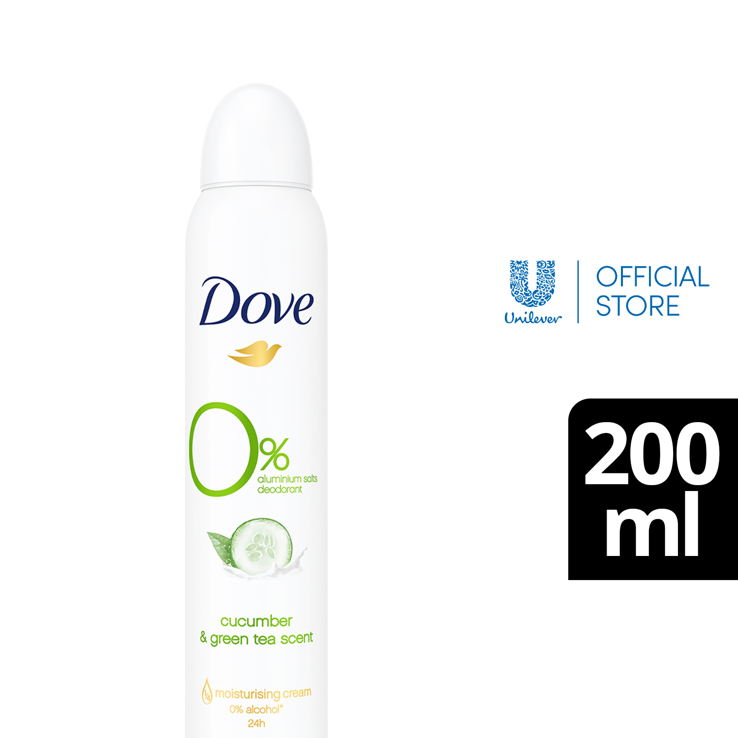Dove Zero 0% Aluminum Deodorant Spray Cucumber & Green Tea 200ml ...