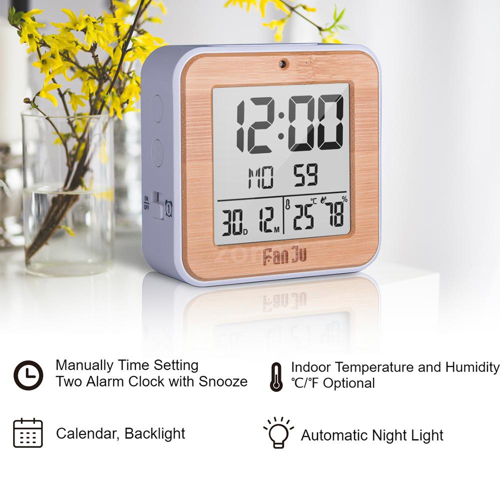 zone1 FanJu Mini Portable Digital Clock with Temperature Date Time ...
