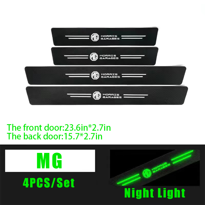 4pcs MG Car Side Step Door Sill Protector Carbon Fiber Fluorescent ...