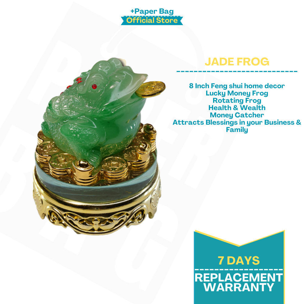 8 inches Jade Frog Lucky Money Frog with Gold Coins,Rotating Frog ...