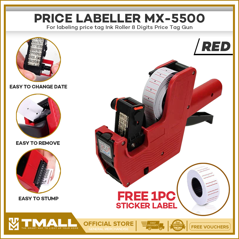 Free Gift MX-5500 8 Digits Price Tag Gun Labeler Labeller 5000 ORANGE ...