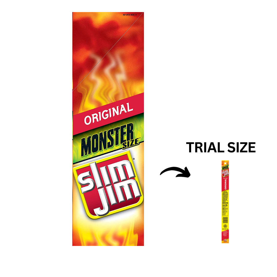 Trial Size Slim Jim Original GIANT Slim Smoked Snack Meat Stick, 0.97 ...