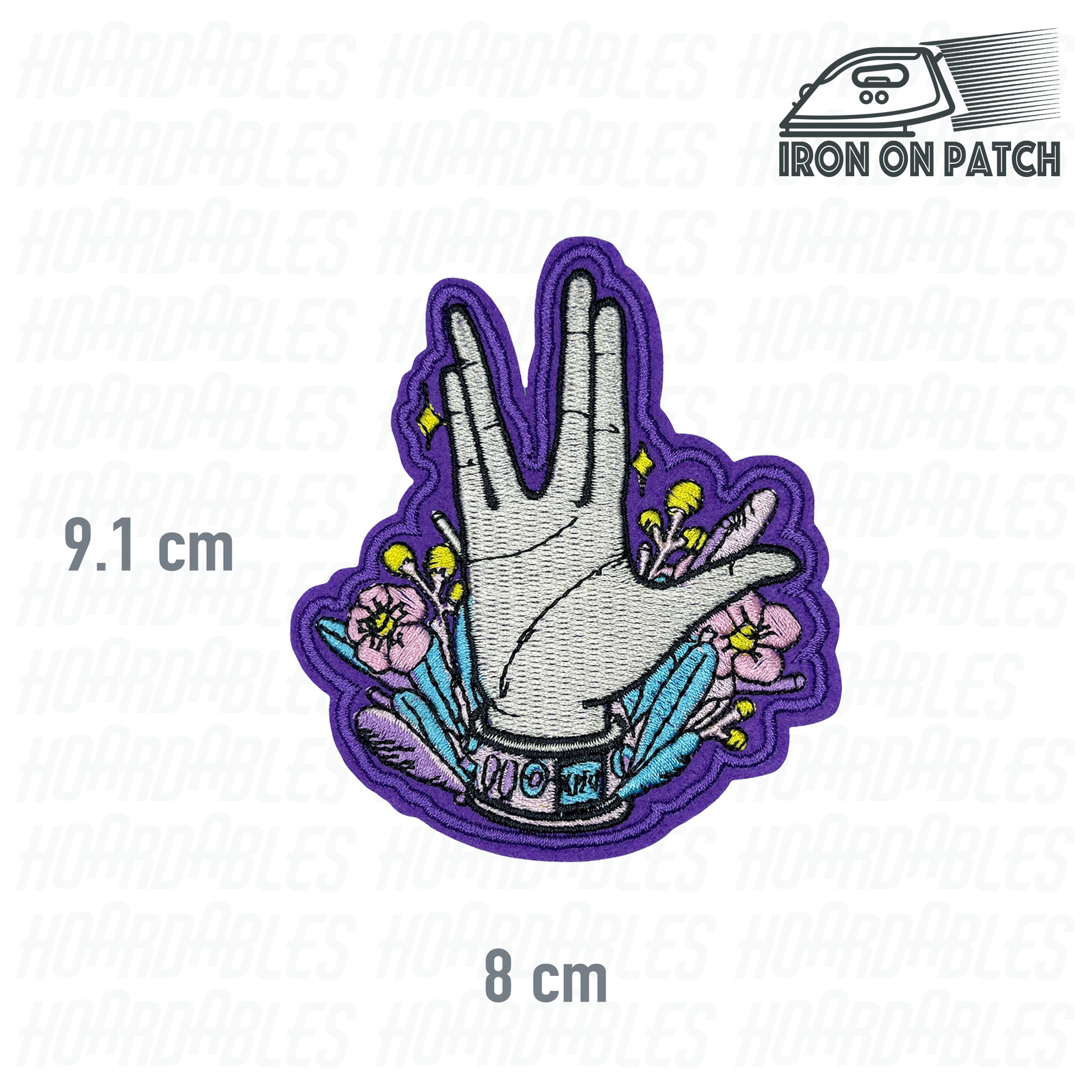 Vulcan Salute Hand Symbol Star Trek Floral Iron On Sew DIY Decor ...