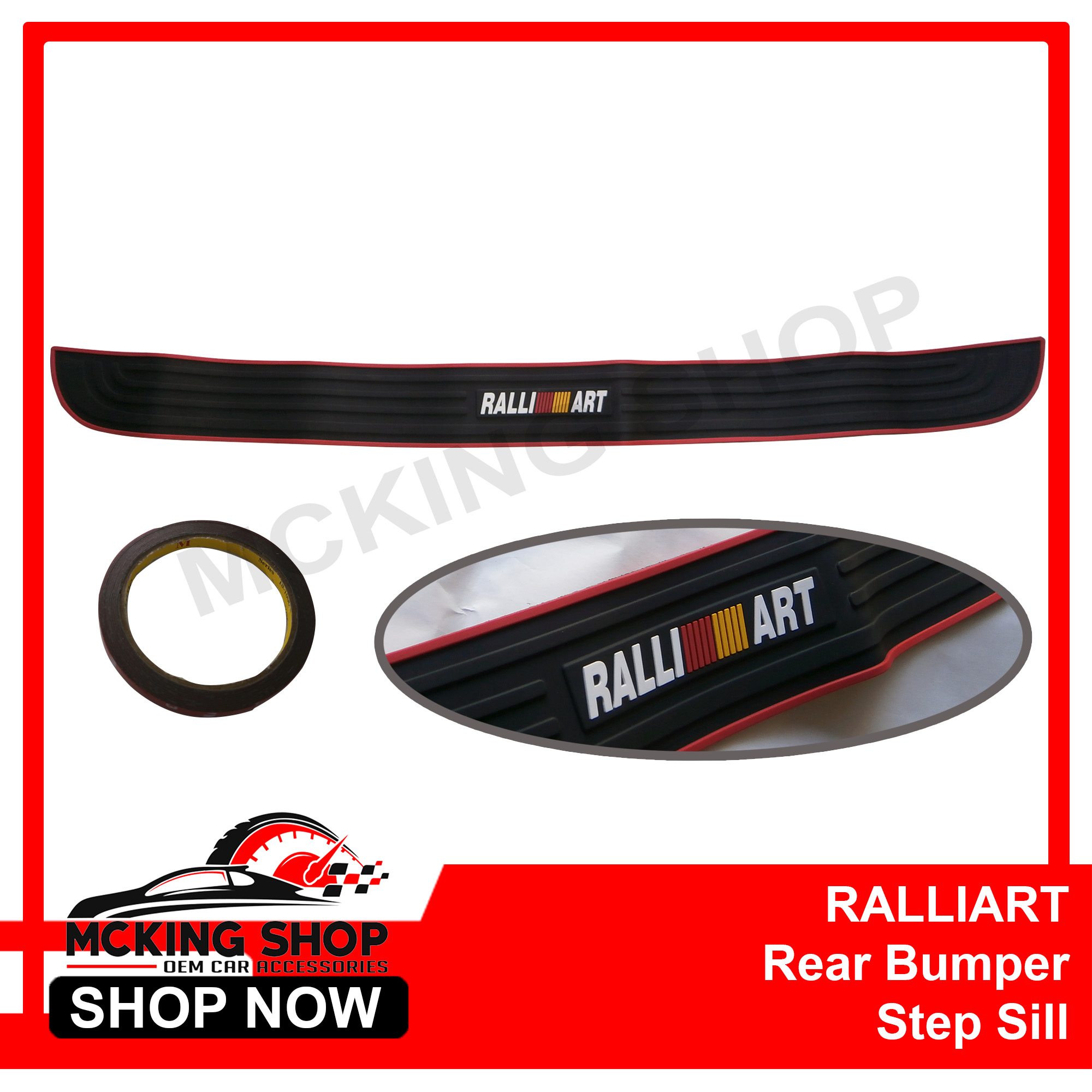 RALLIART Rear Bumper Step Sill Black with Red lining (Rubber) | Lazada PH