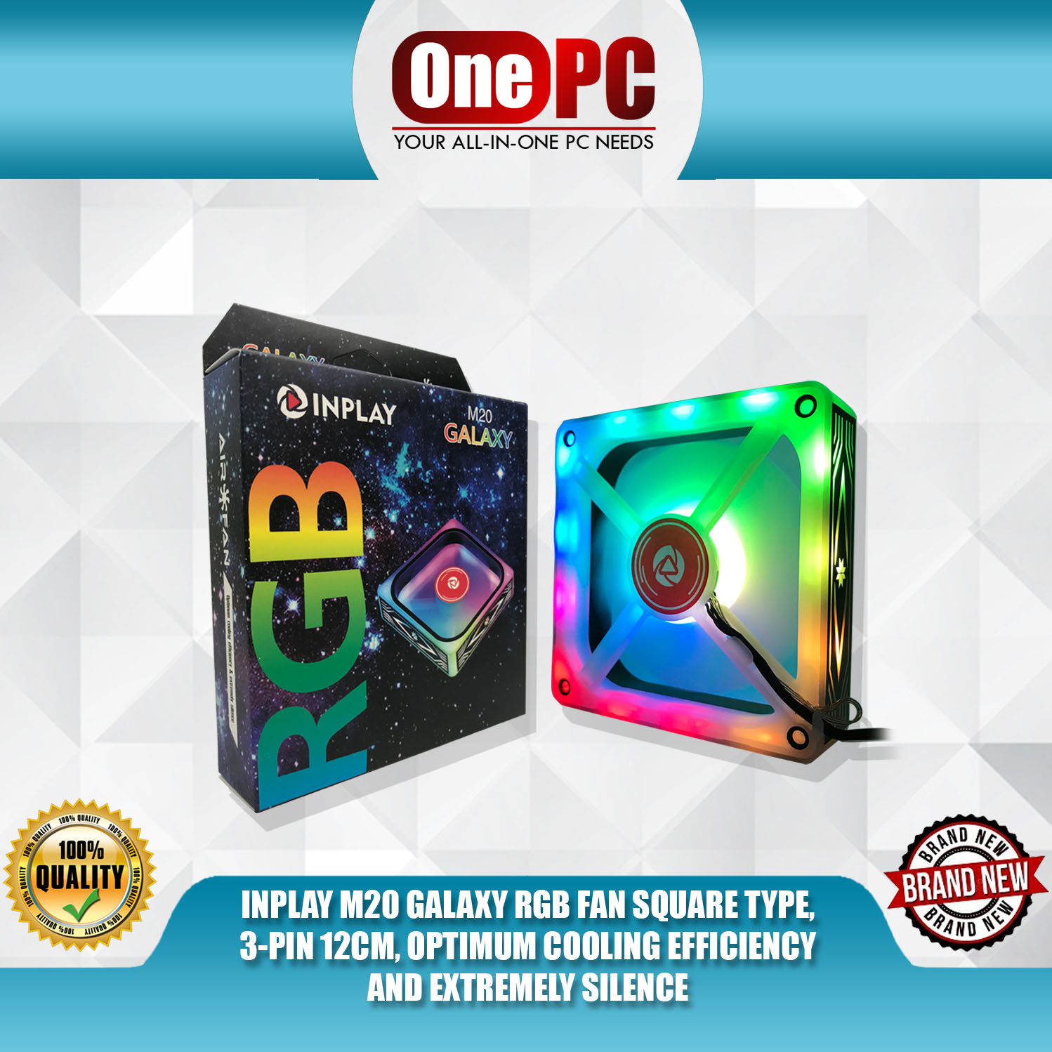 INPLAY M20 GALAXY RGB FAN SQUARE TYPE, 3-PIN 12CM, OPTIMUM COOLING ...
