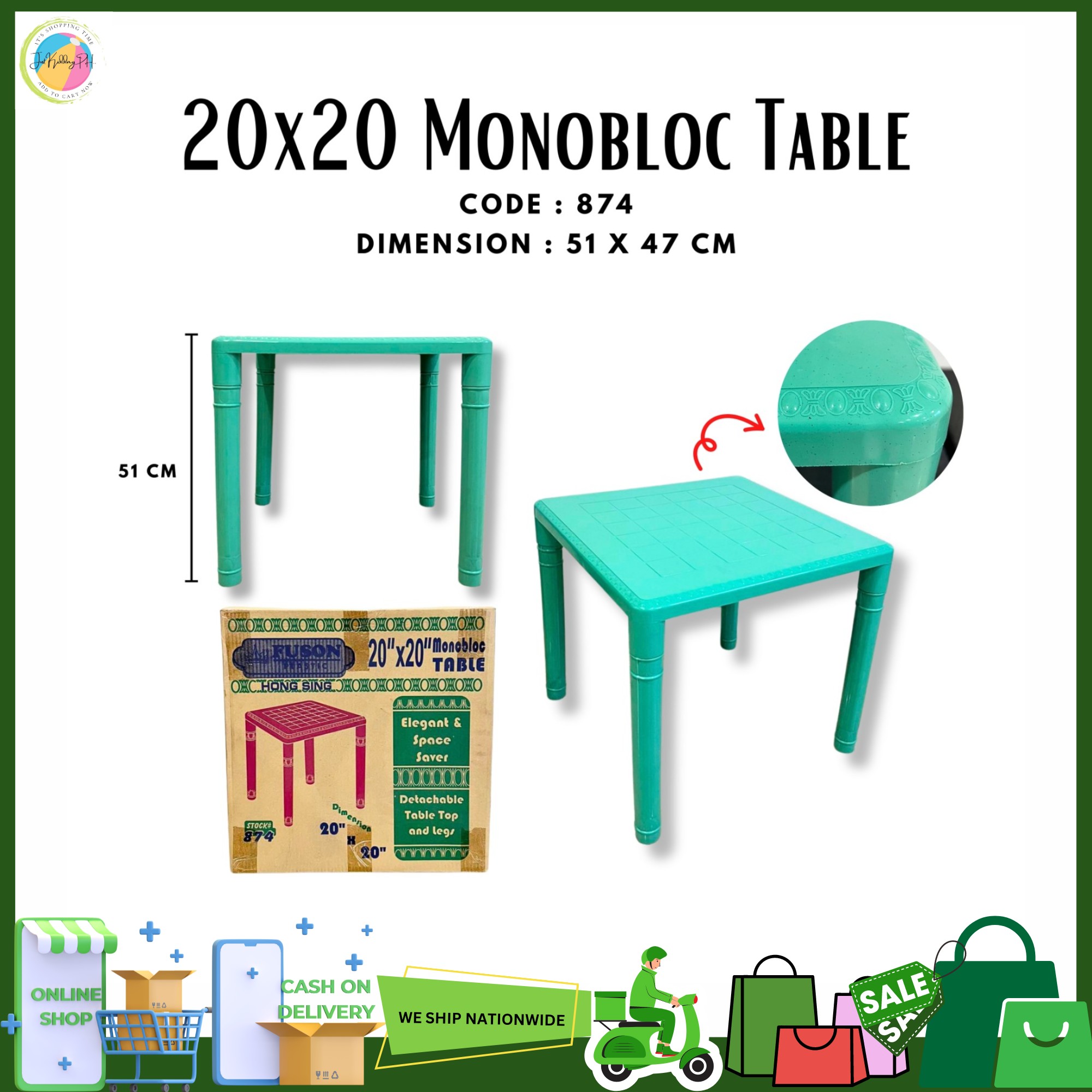 874 20X20 MONOBLOC TABLE/MONOBLOC TABLE/TABLE/PLASTIC TABLE/20X20 ...