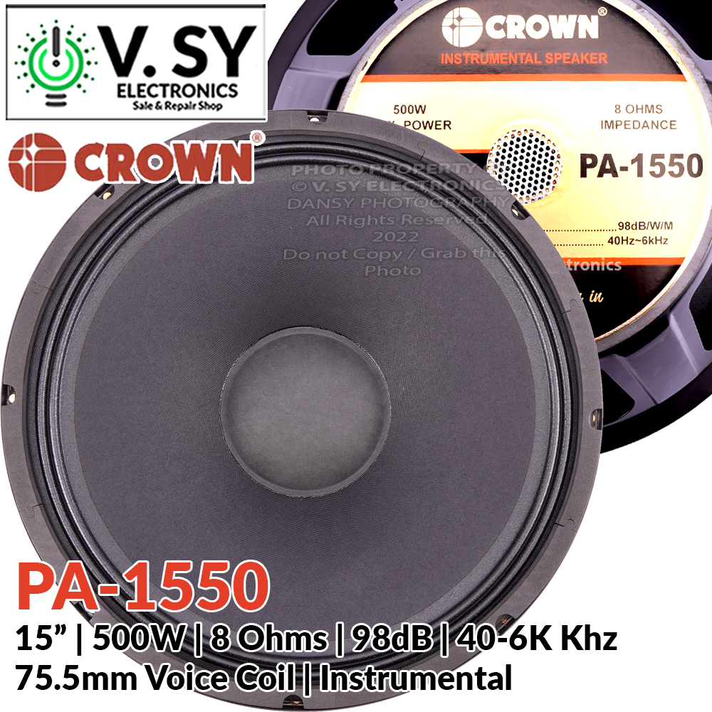 Original 2024 Crown PA Series 400W - 500W 8 Ohms 10 12 15 Inches ...