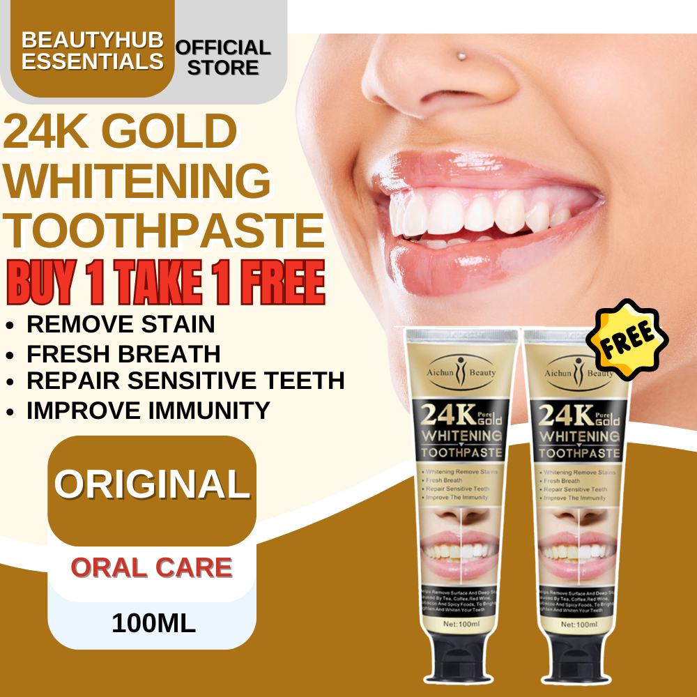 Buy 1 Take 124k Gold Toothpaste Dental Care Smoke Stains Breath ...