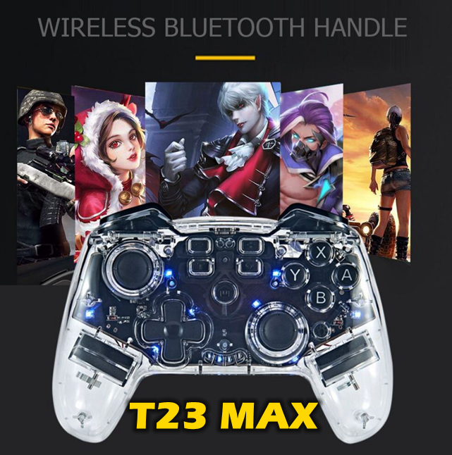 T23 Max RGB Wireless Bluetooth Gamepad with Dual Vibration, G-Sensor and Turbo Function ...