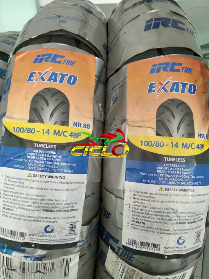 IRC EXATO 70/80 80/80 90/80 100/80 110/70 120/70 14 NR88 F/R Mio/Click ...