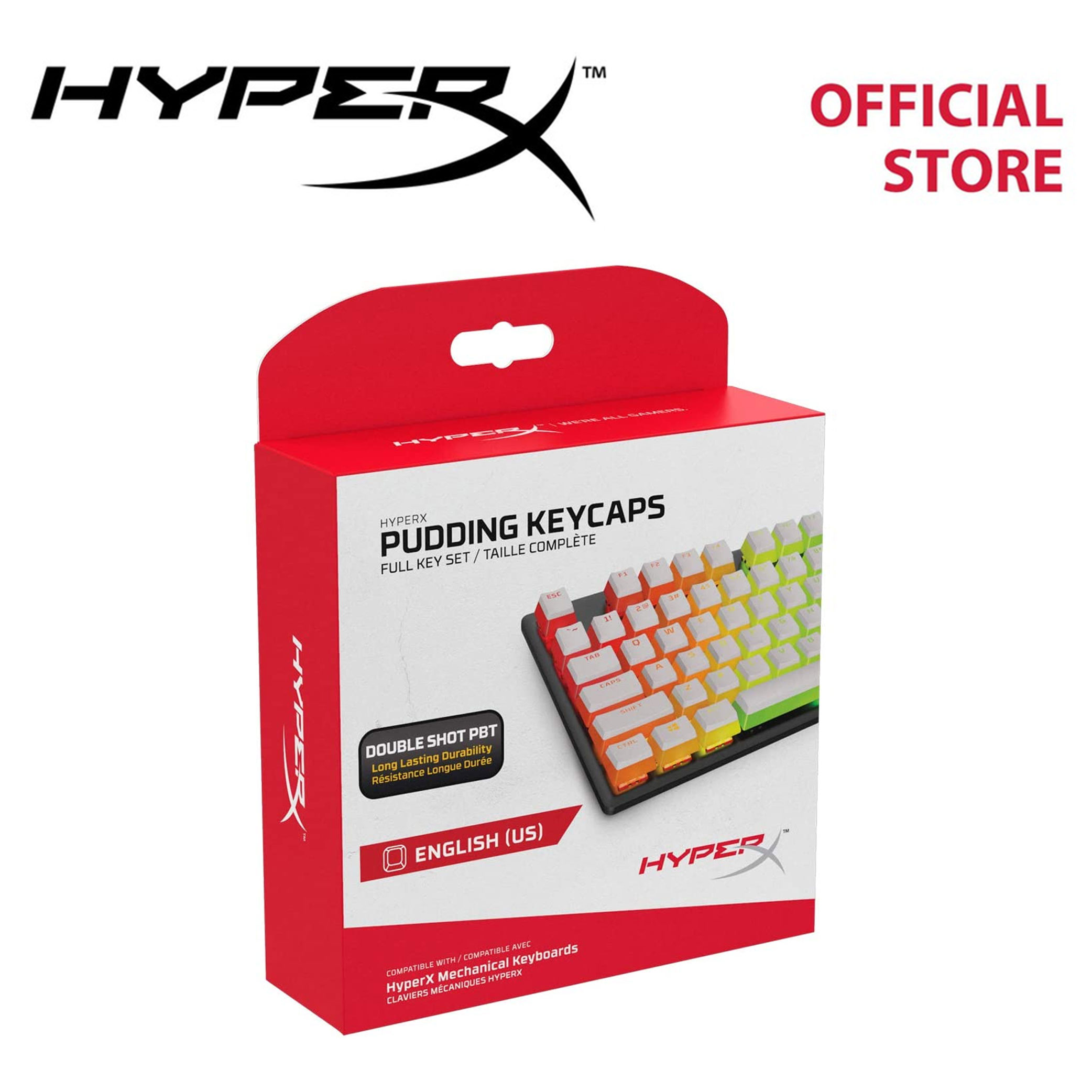 HyperX Pudding Keycaps Full Key Set English(US)Layout104 Key Set (White ...