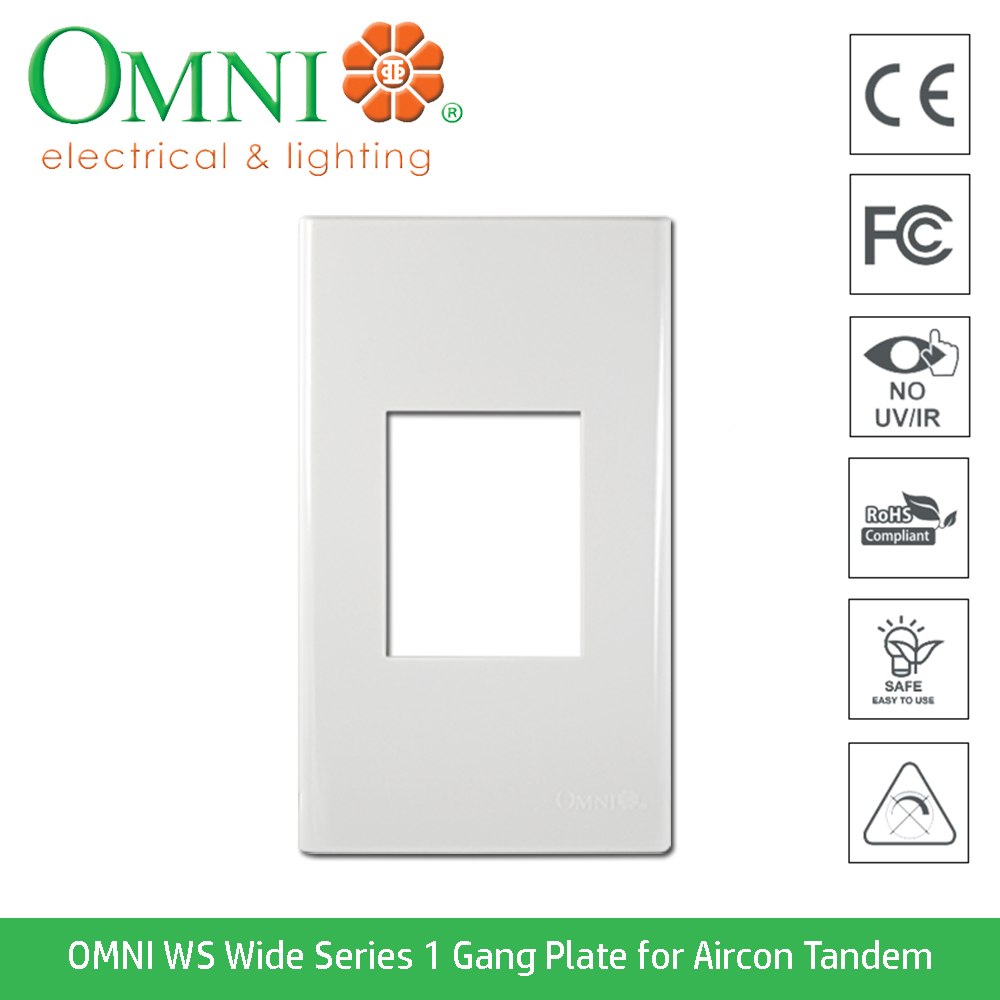 OMNI WS Wide Series 1 Gang Plate for Universal Outlet with Ground and ...