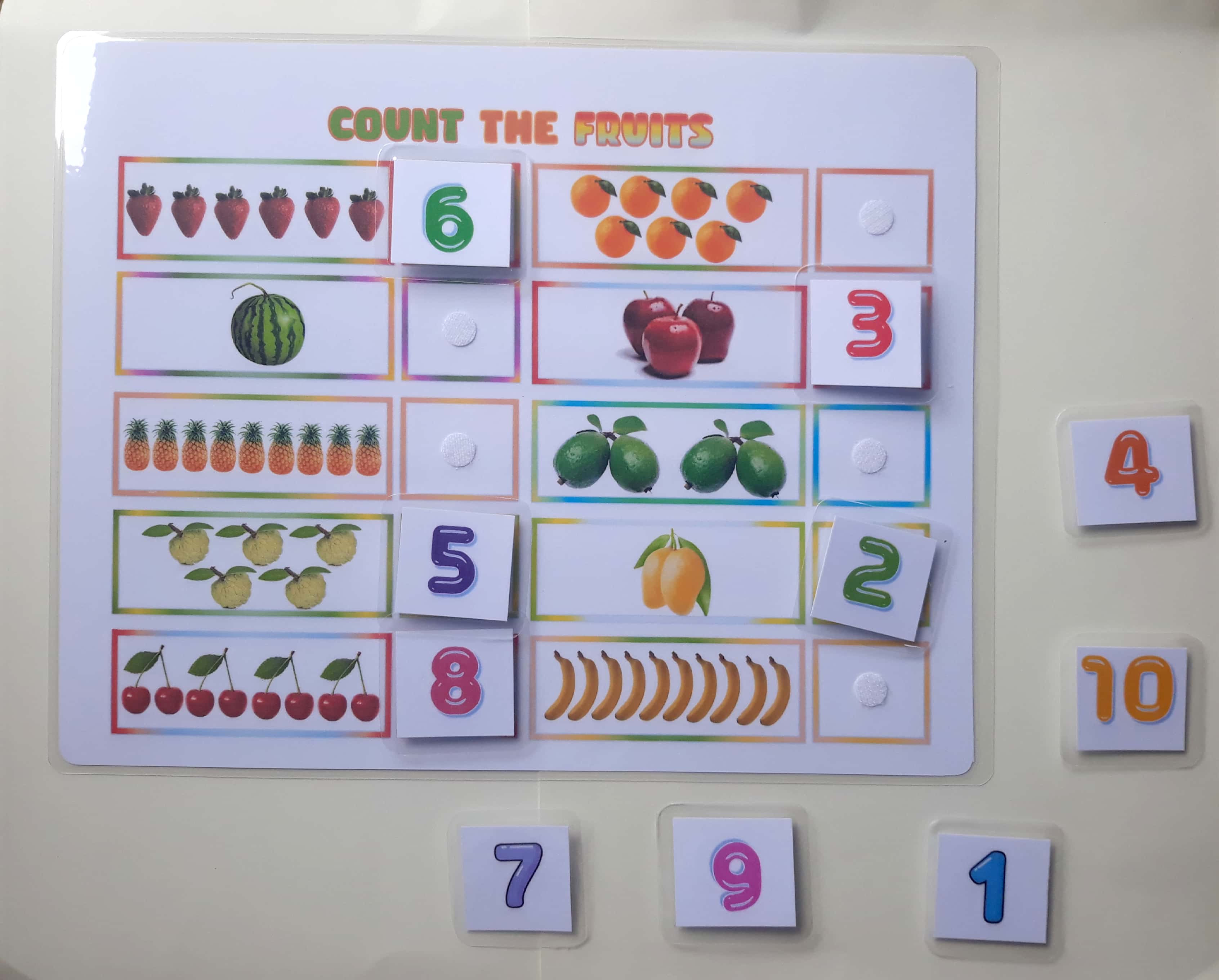 Laminated Activity sheet for kids Numbers (counting), Velcro (size 8.5 ...