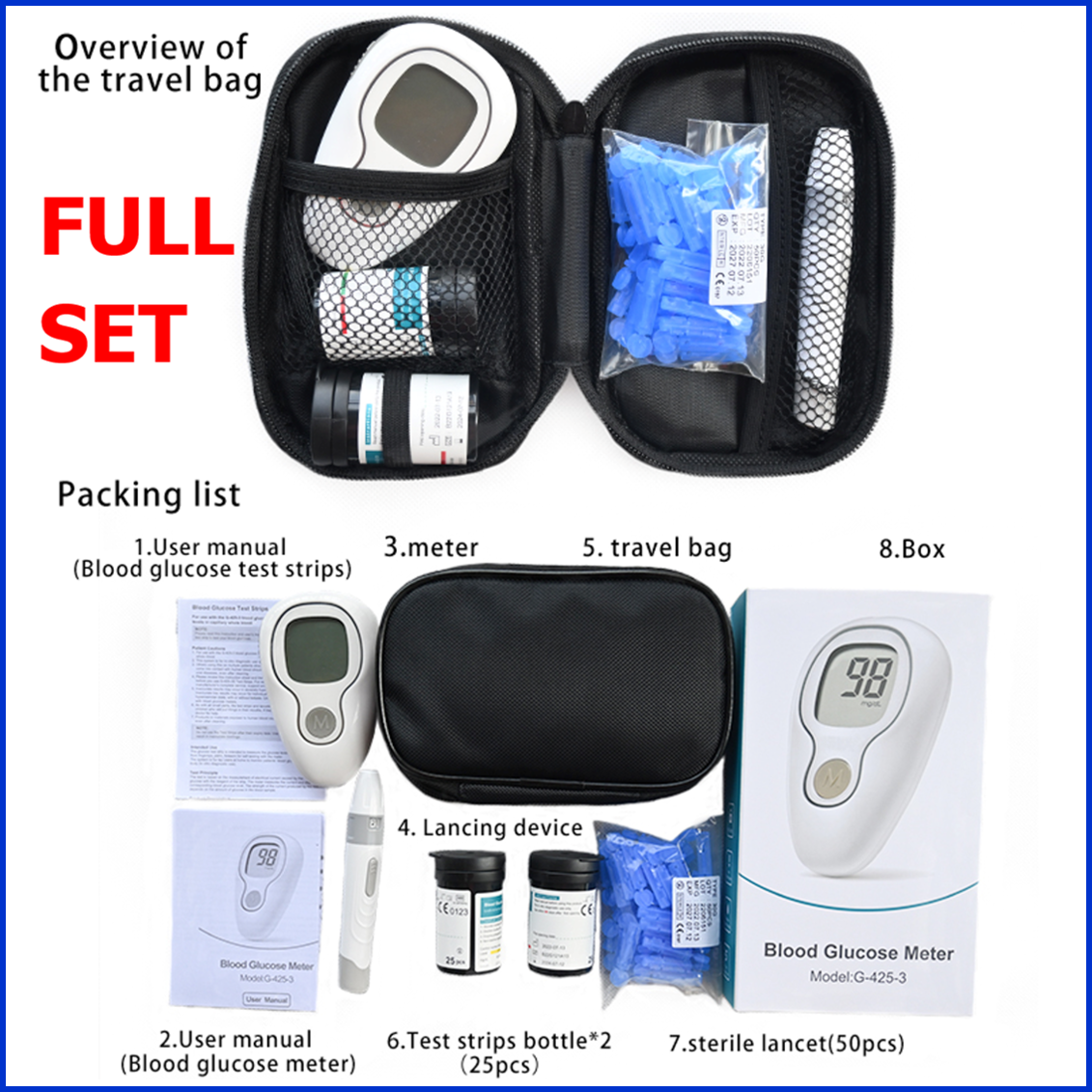 Newant&Blood Glucose Meter Sugar Monitor Kit for Diabetes Blood Sugar ...