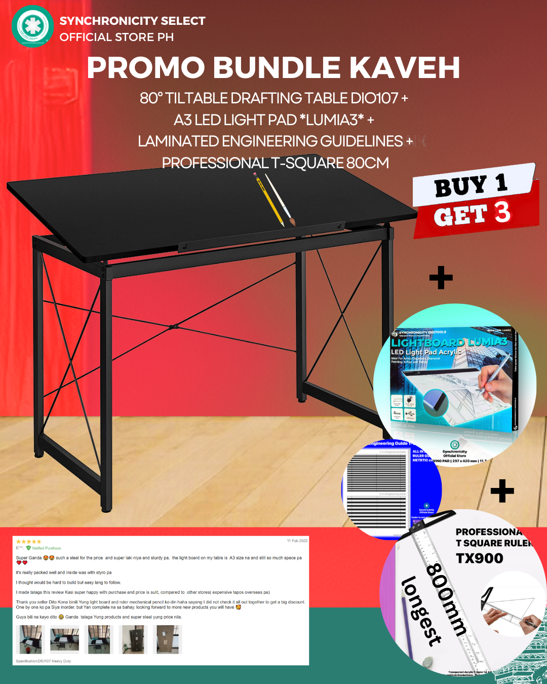 Drawing Table for Engineering or Architecture 80° Tiltable with Ledge ...